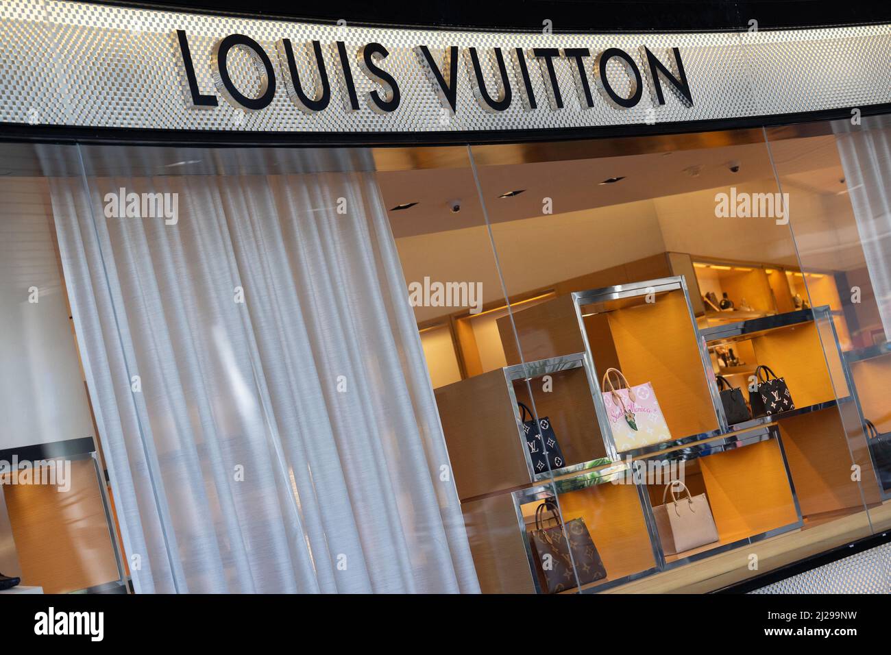 A shop sign of LOUIS VUITTON, on March 28 2022 in Los Angeles CA, USA ...