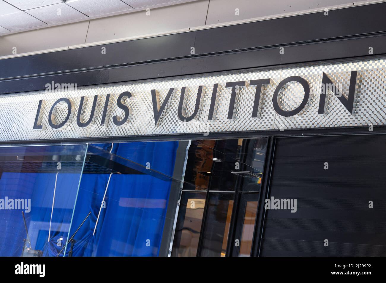 A shop sign of LOUIS VUITTON, on March 28 2022 in Los Angeles CA, USA ...
