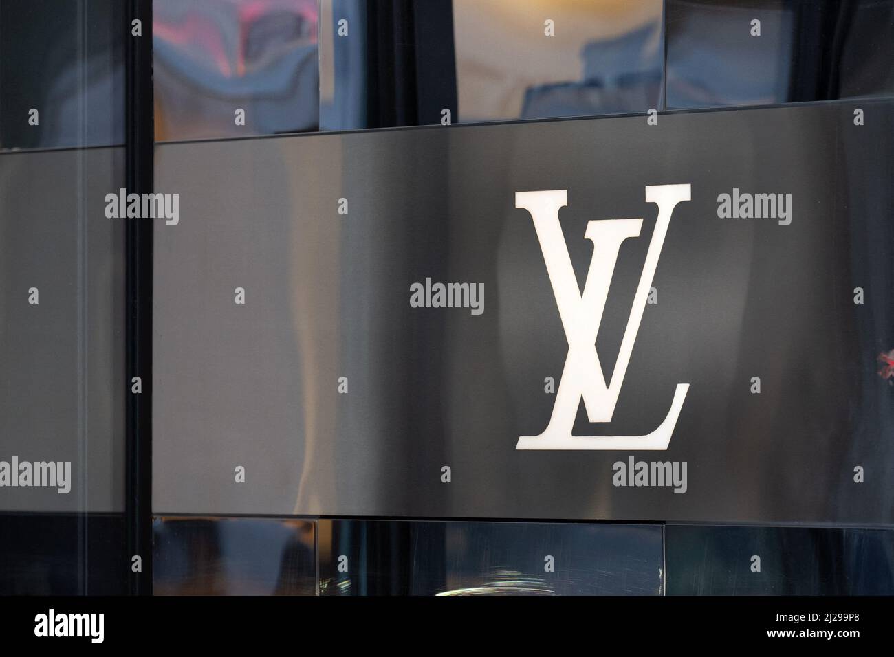 A shop sign of LOUIS VUITTON, on March 28 2022 in Los Angeles CA, USA ...