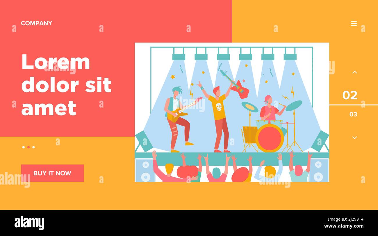 Band playing stage crowd Stock Vector Images - Alamy