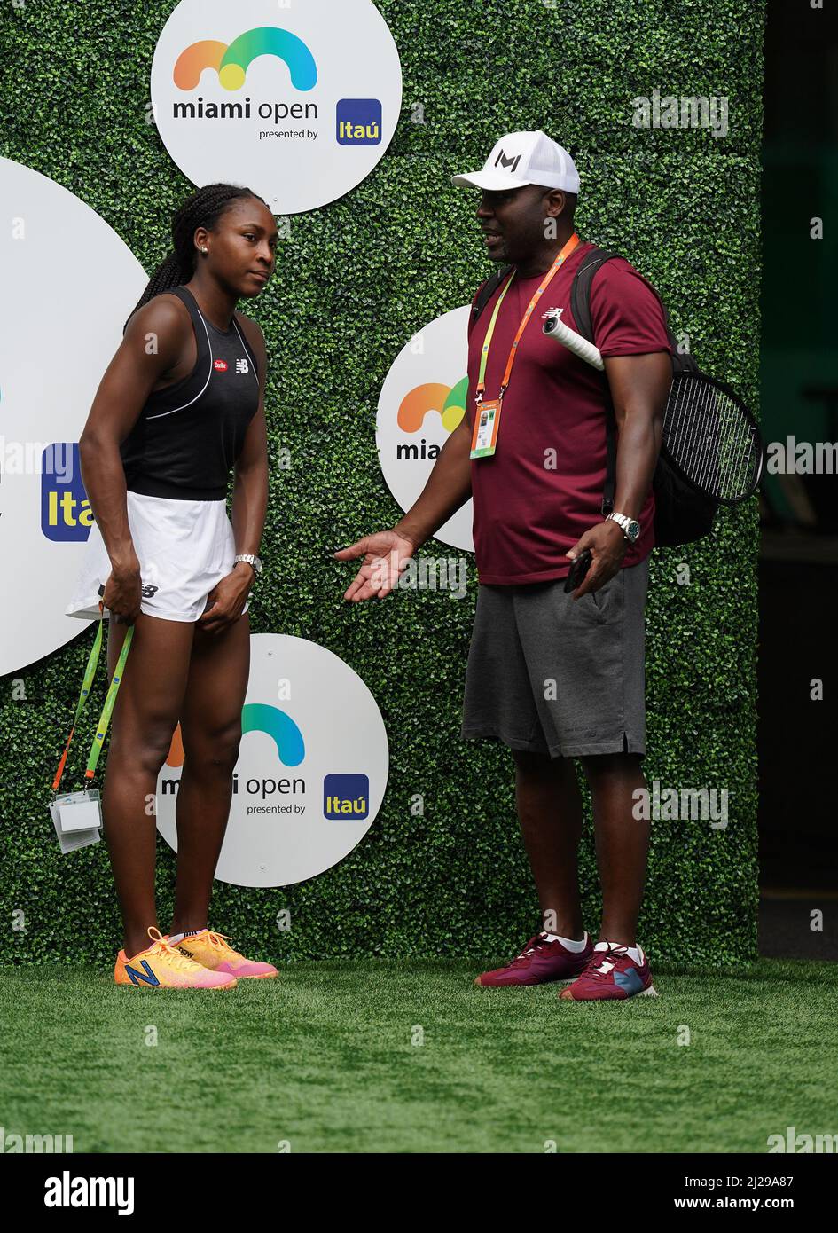 Miami Gardens FL, USA. 30th Mar, 2022. Coco Gauff is seen with her ...