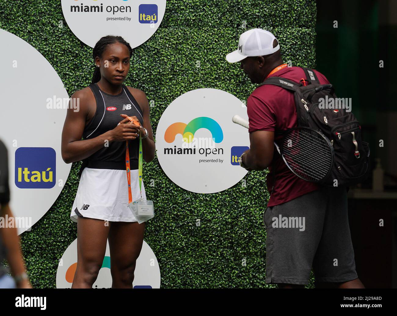 Miami Gardens FL, USA. 30th Mar, 2022. Coco Gauff is seen with her ...