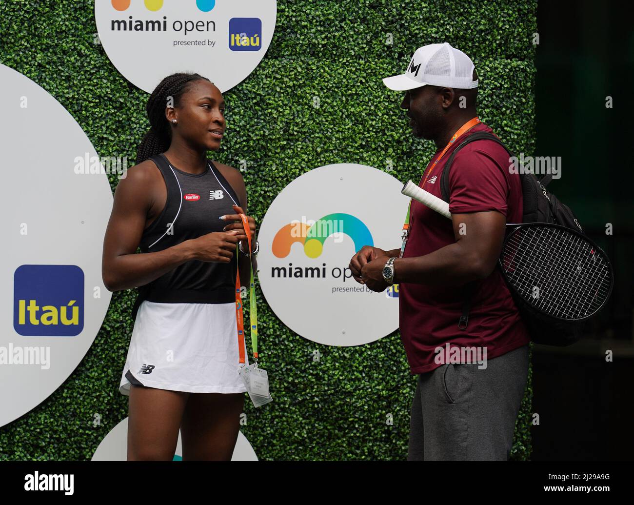 Miami Gardens FL, USA. 30th Mar, 2022. Coco Gauff is seen with her ...