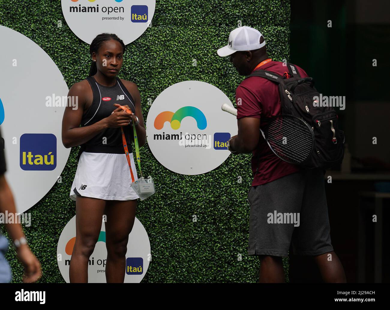 Miami Gardens FL, USA. 30th Mar, 2022. Coco Gauff is seen with her ...
