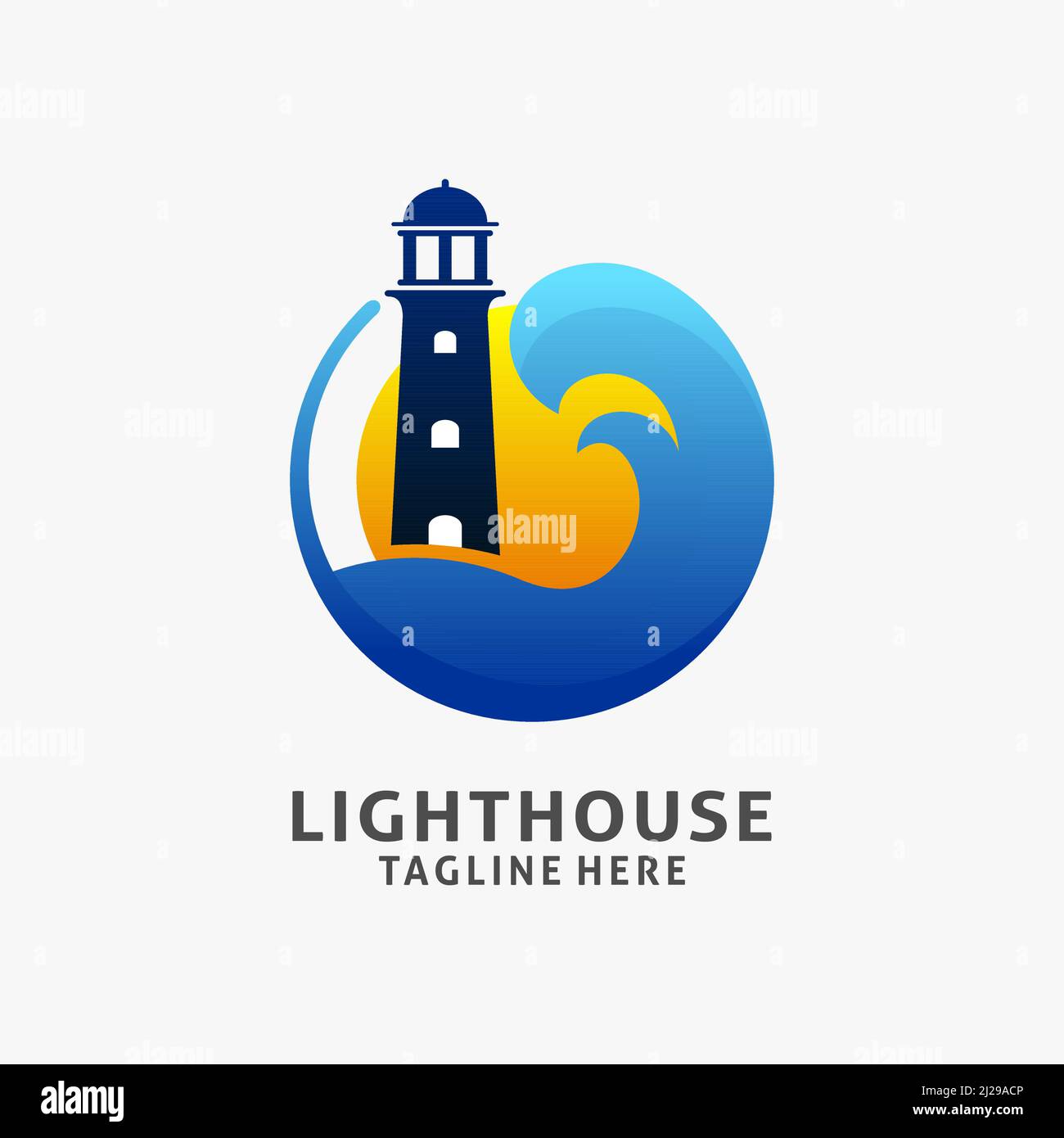 Lighthouse logo design in circle shape Stock Vector Image & Art - Alamy