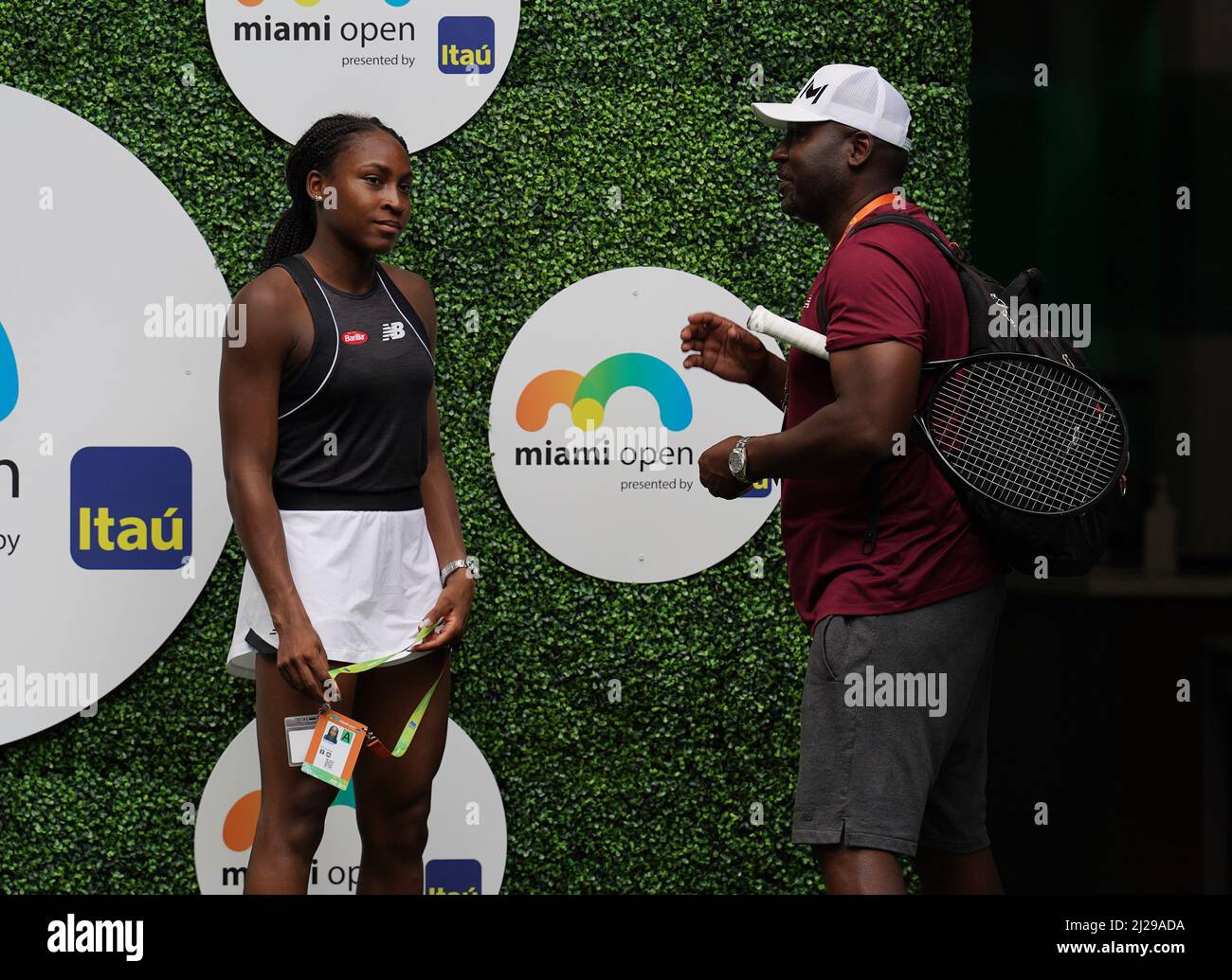 Miami Gardens FL, USA. 30th Mar, 2022. Coco Gauff is seen with her ...