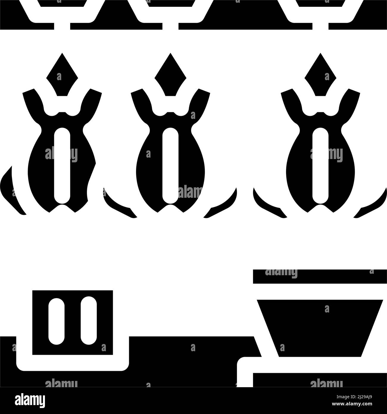 chicken processing glyph icon vector illustration Stock Vector Image ...