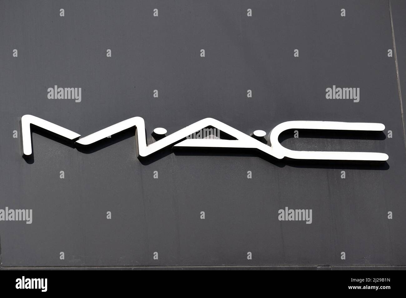 A shop sign of MAC, on March 28 2022 in Los Angeles CA, USA. Photo by ...