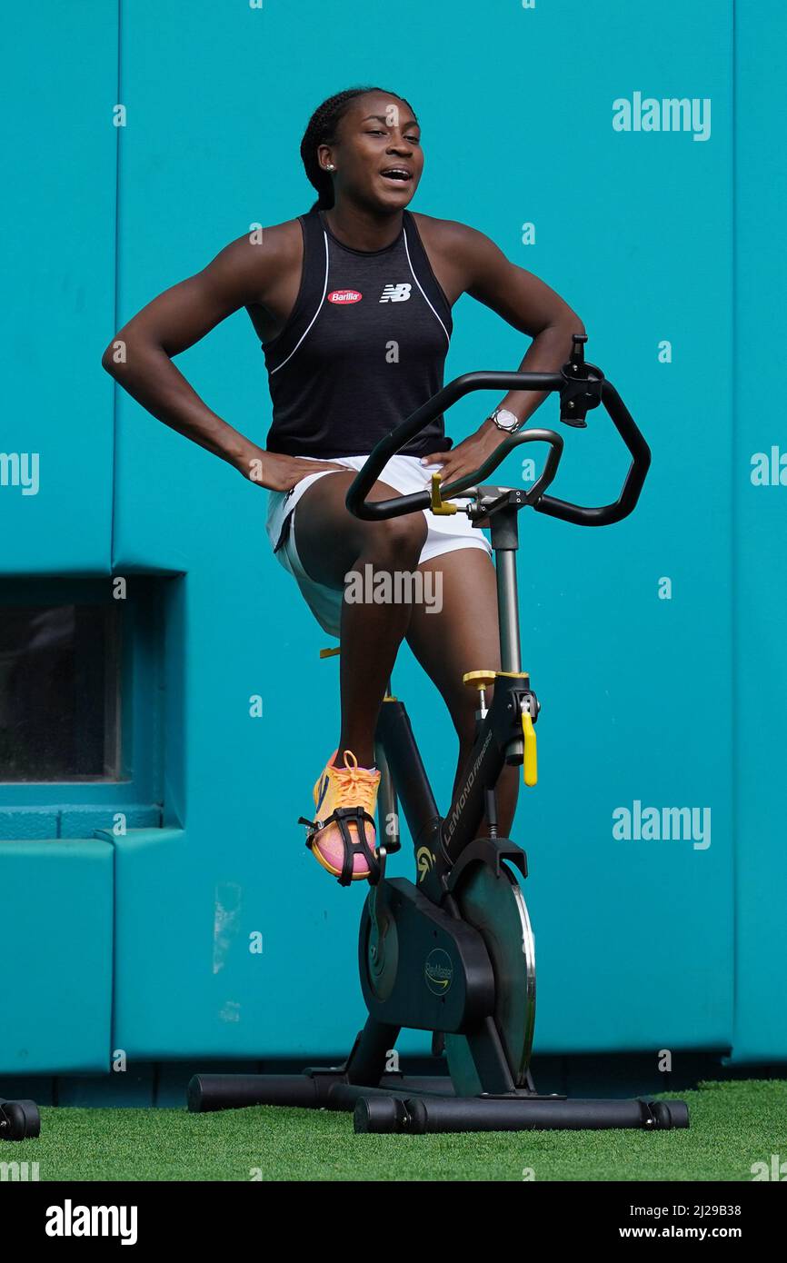 Miami Gardens FL, USA. 30th Mar, 2022. Coco Gauff is seen working out ...