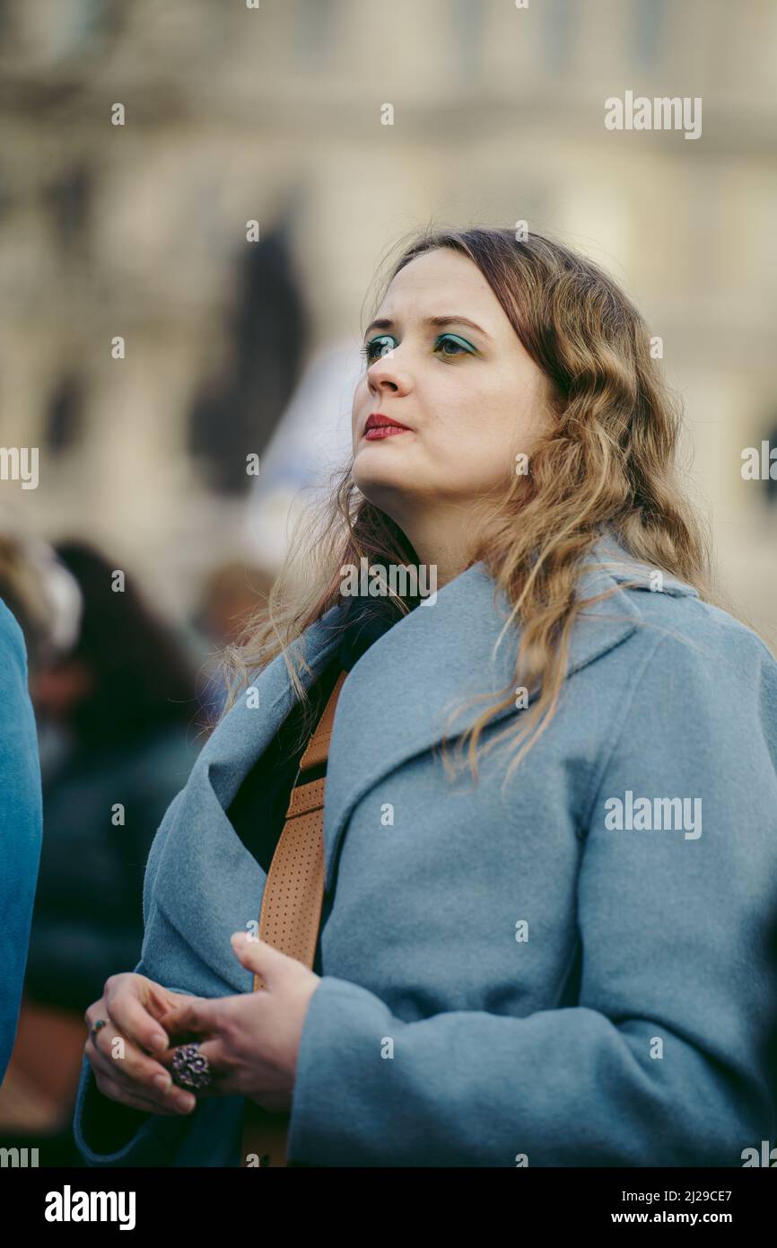 Trafalgar Square, London | UK - 2022.03.20: Ukrainian people protest ...