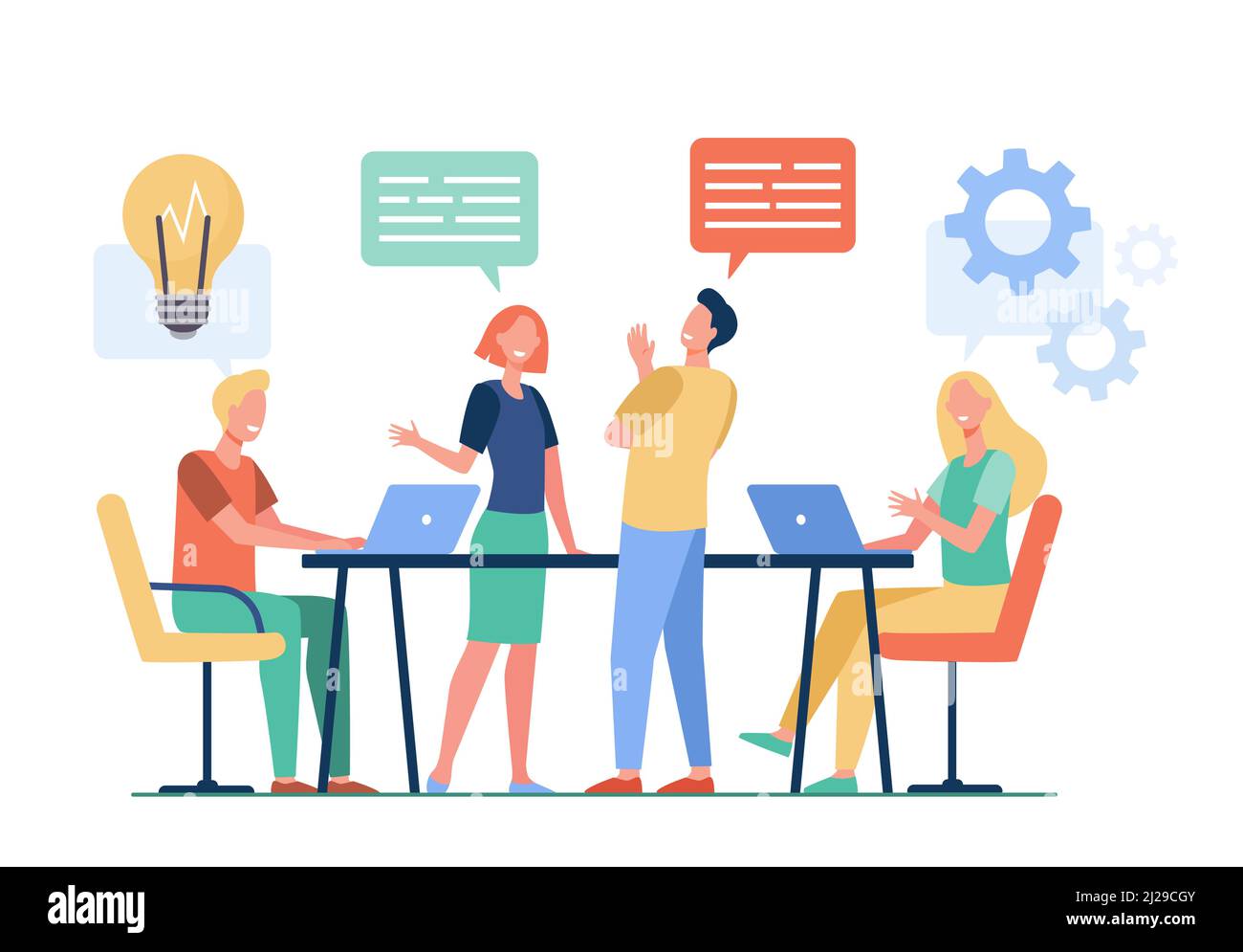 Business team planning working process flat vector illustration ... Business team planning working process flat vector illustration ...