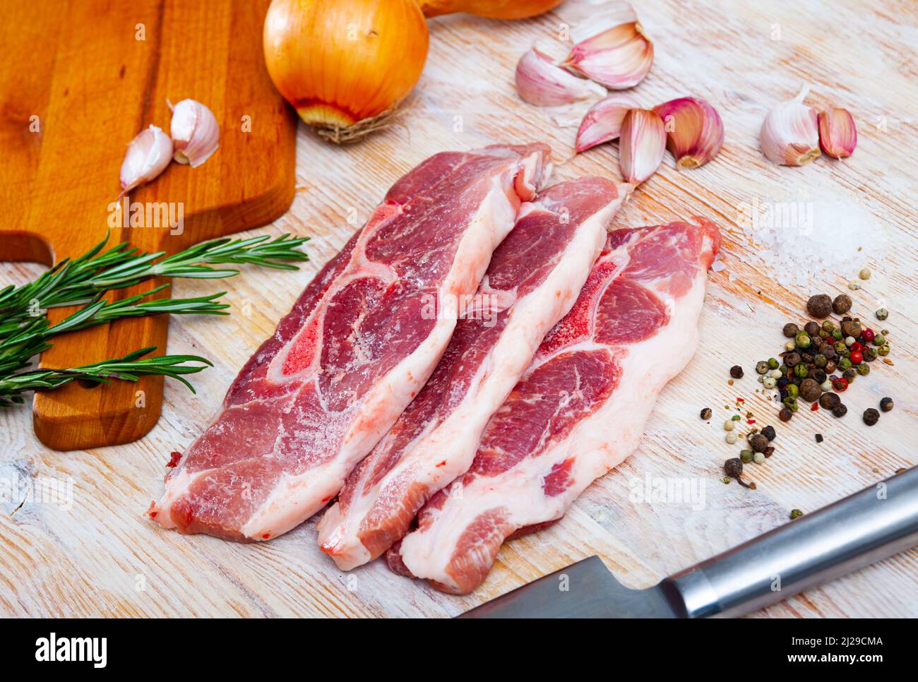Raw pork shoulder fillet Stock Photo - Alamy
