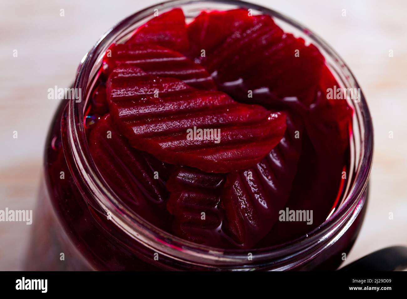 Glass jar of homemade pickled beetroot Stock Photo - Alamy