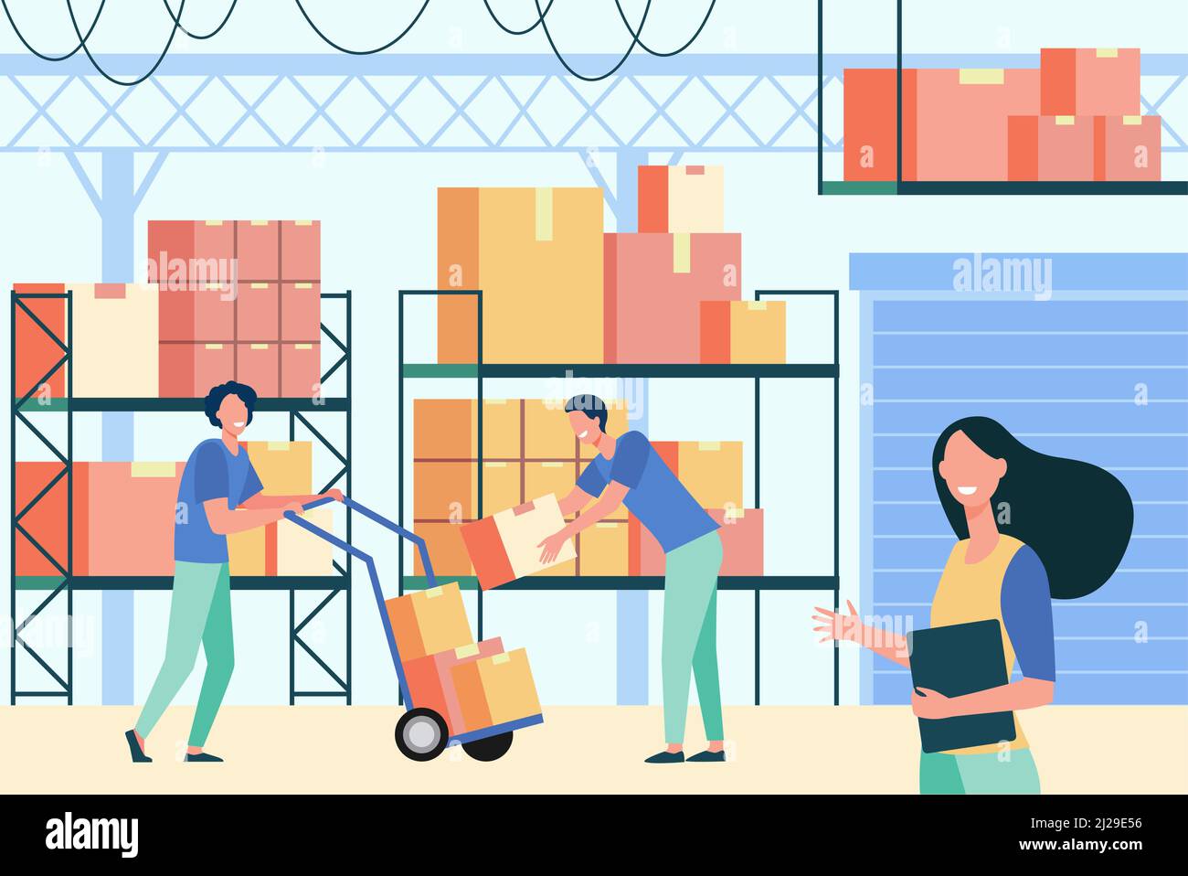 Staff working in logistic storage isolated flat vector illustration ...
