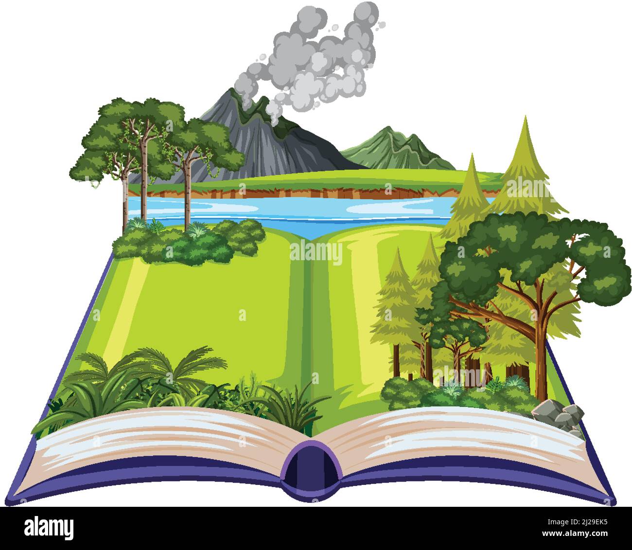 Pop up book with outdoor nature scene illustration Stock Vector Image ...