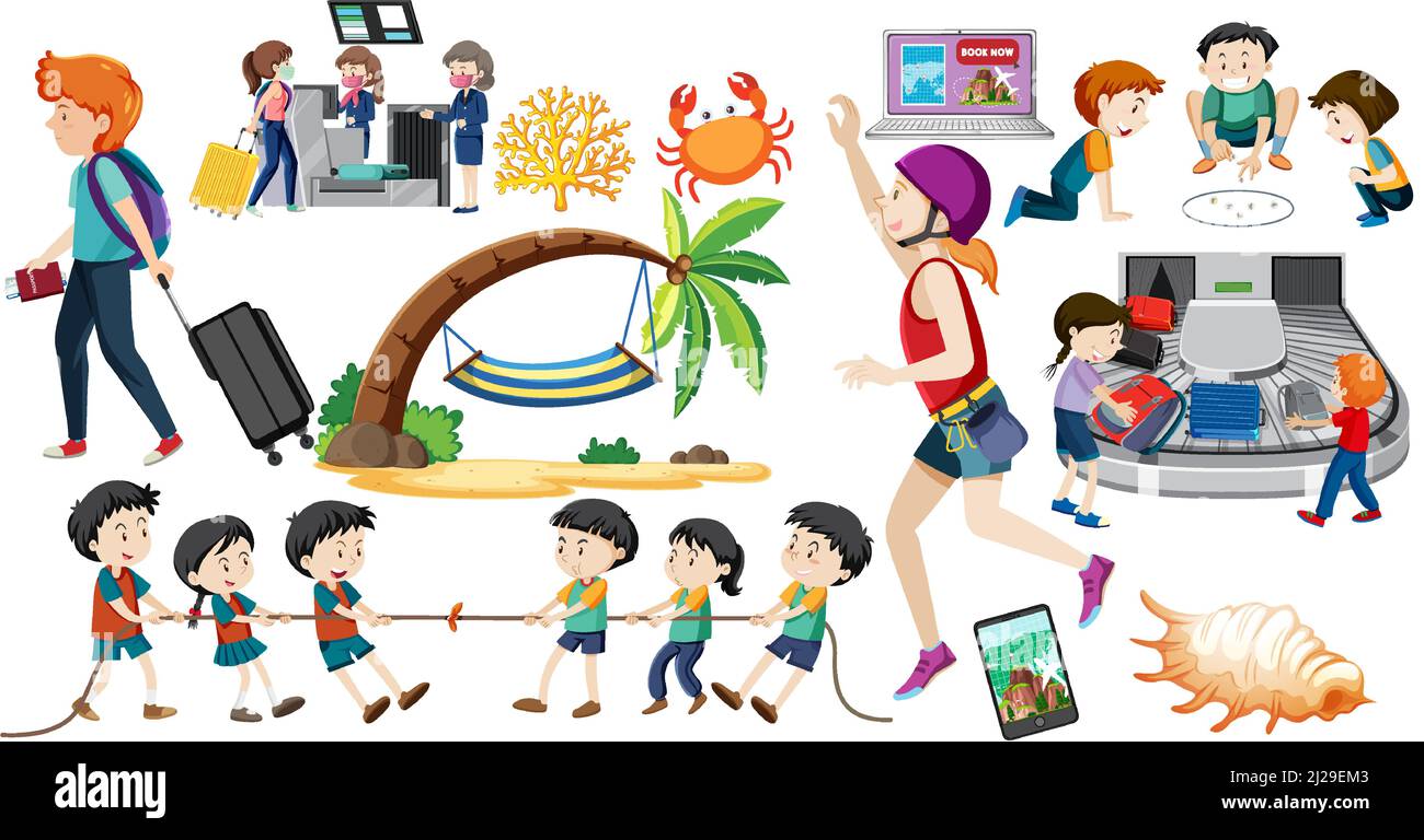 Set of people doing different activities illustration Stock Vector ...