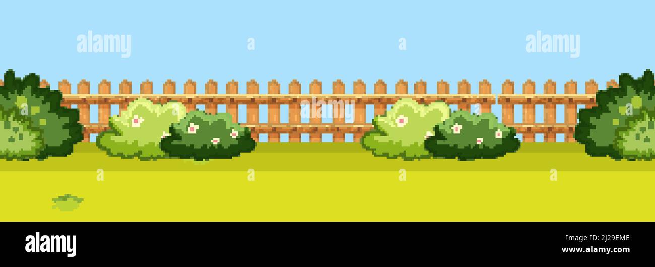 Scene of backyard with a fence illustration Stock Vector Image & Art ...