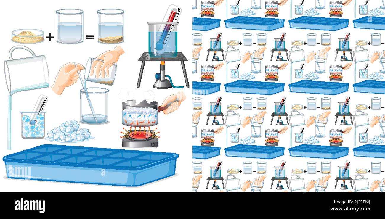 Seamless background with science experiment illustration Stock Vector ...