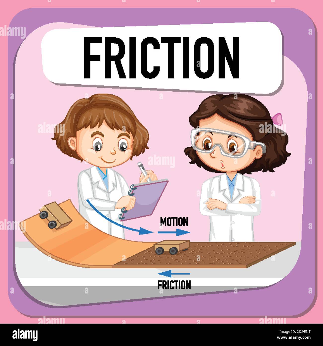 Scientist kids doing friction experiment illustration Stock Vector ...