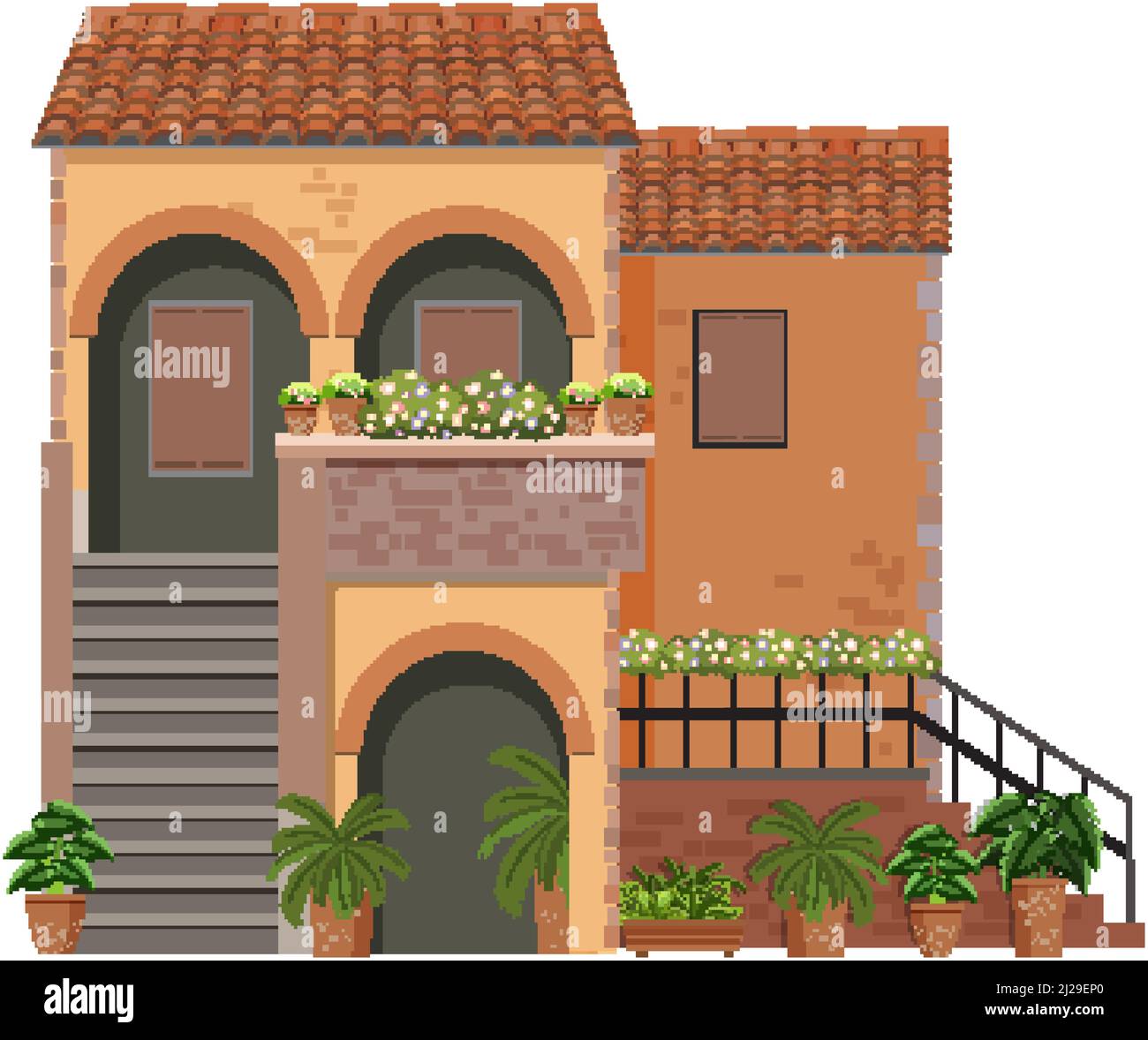 Traditional Italian architecture house building illustration Stock ...