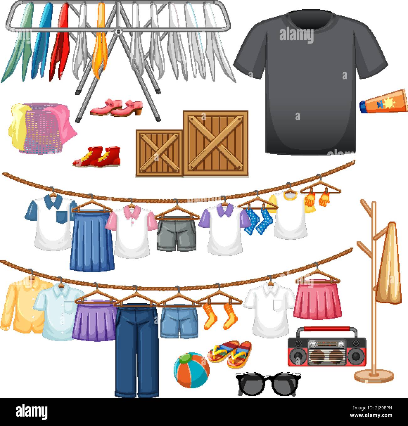 A set of different cloth on white background illustration Stock Vector ...