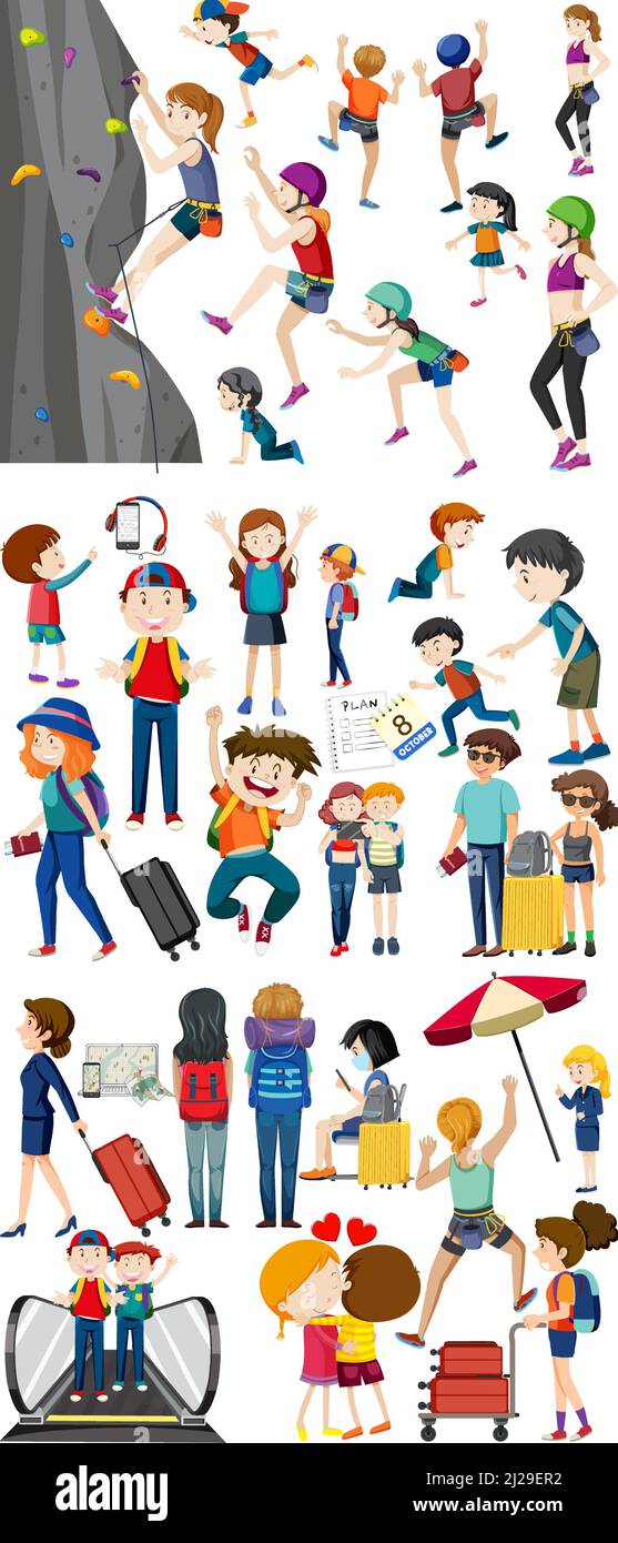 Set of people in different actions illustration Stock Vector Image ...