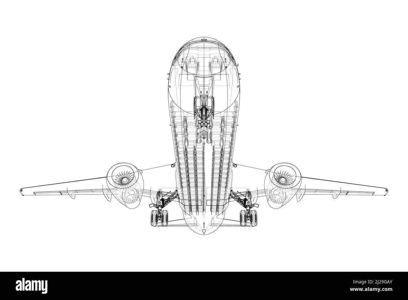 Airplane in wire-frame style. Vector Stock Vector Image & Art - Alamy