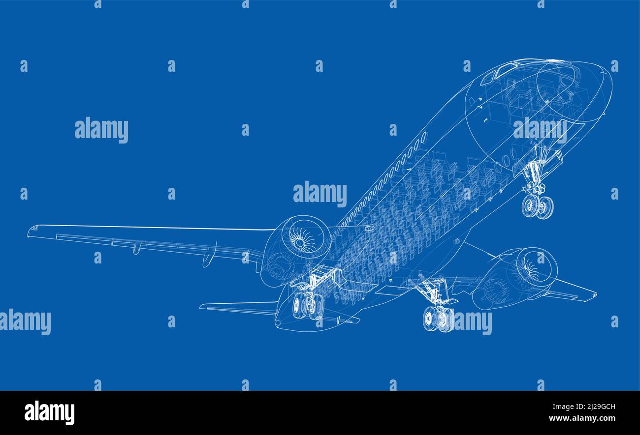 Airplane in wire-frame style. Vector Stock Vector Image & Art - Alamy