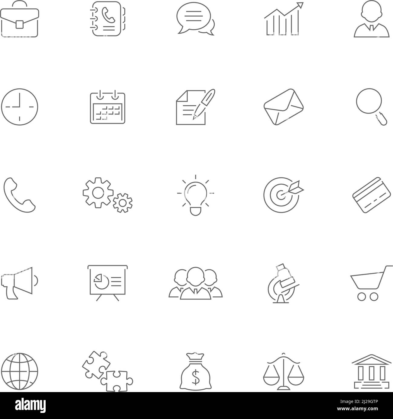 Set of business concept line icons isolated on white background Stock ...