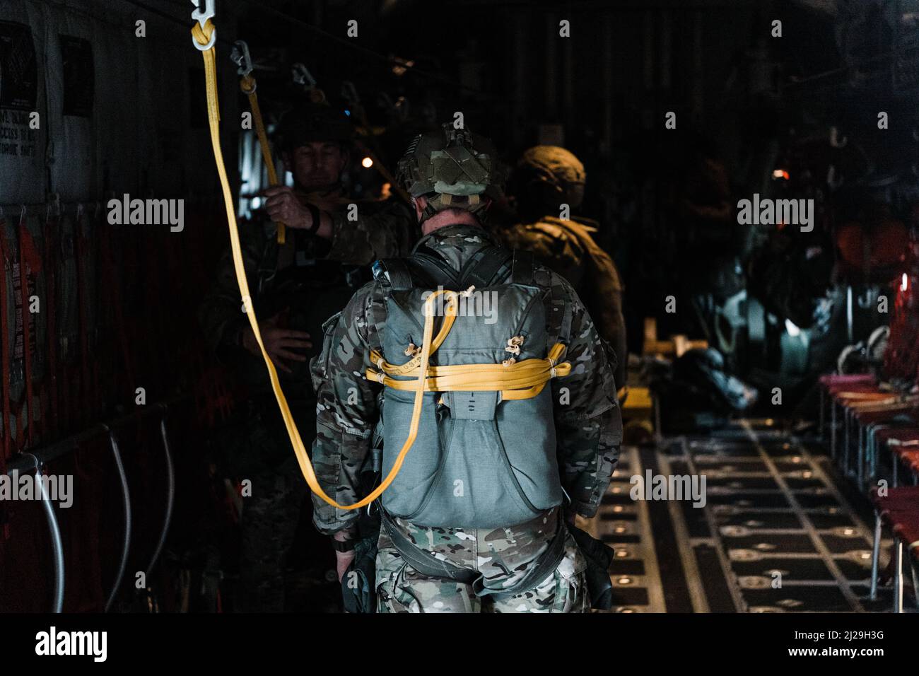 Airmen from the 820th Base Defense Group prepare to conduct airborne ...