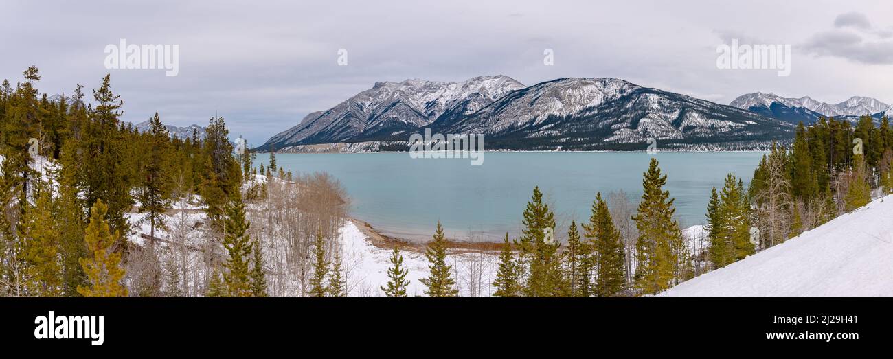 Magnificent winter panorama landscape of northern Canada taken in early ...