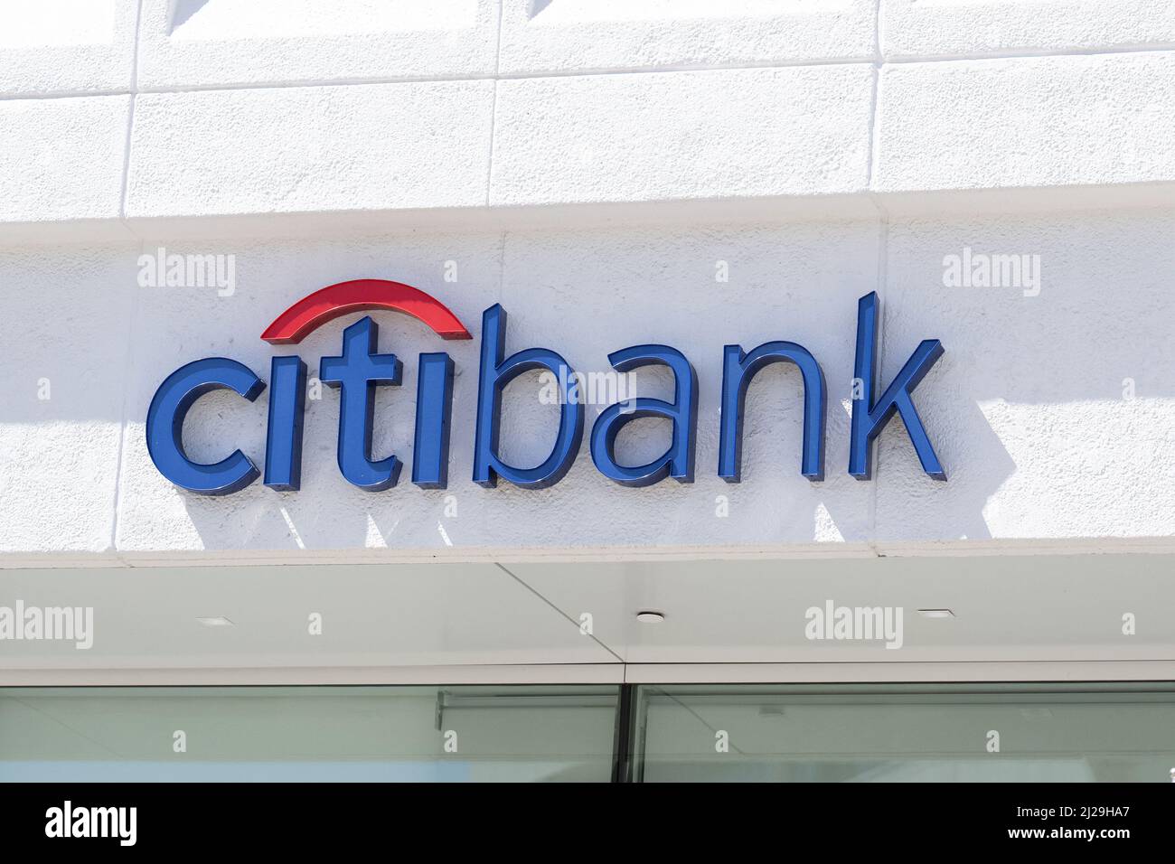 A shop sign of Citibank, on March 28 2022 in Los Angeles CA, USA. Photo ...
