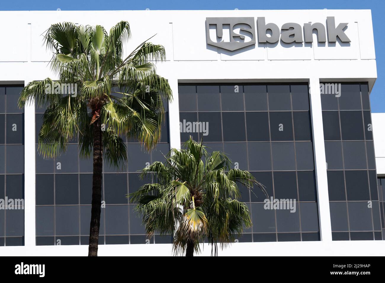 A shop sign of US Bank, on March 28 2022 in Los Angeles CA, USA. Photo ...