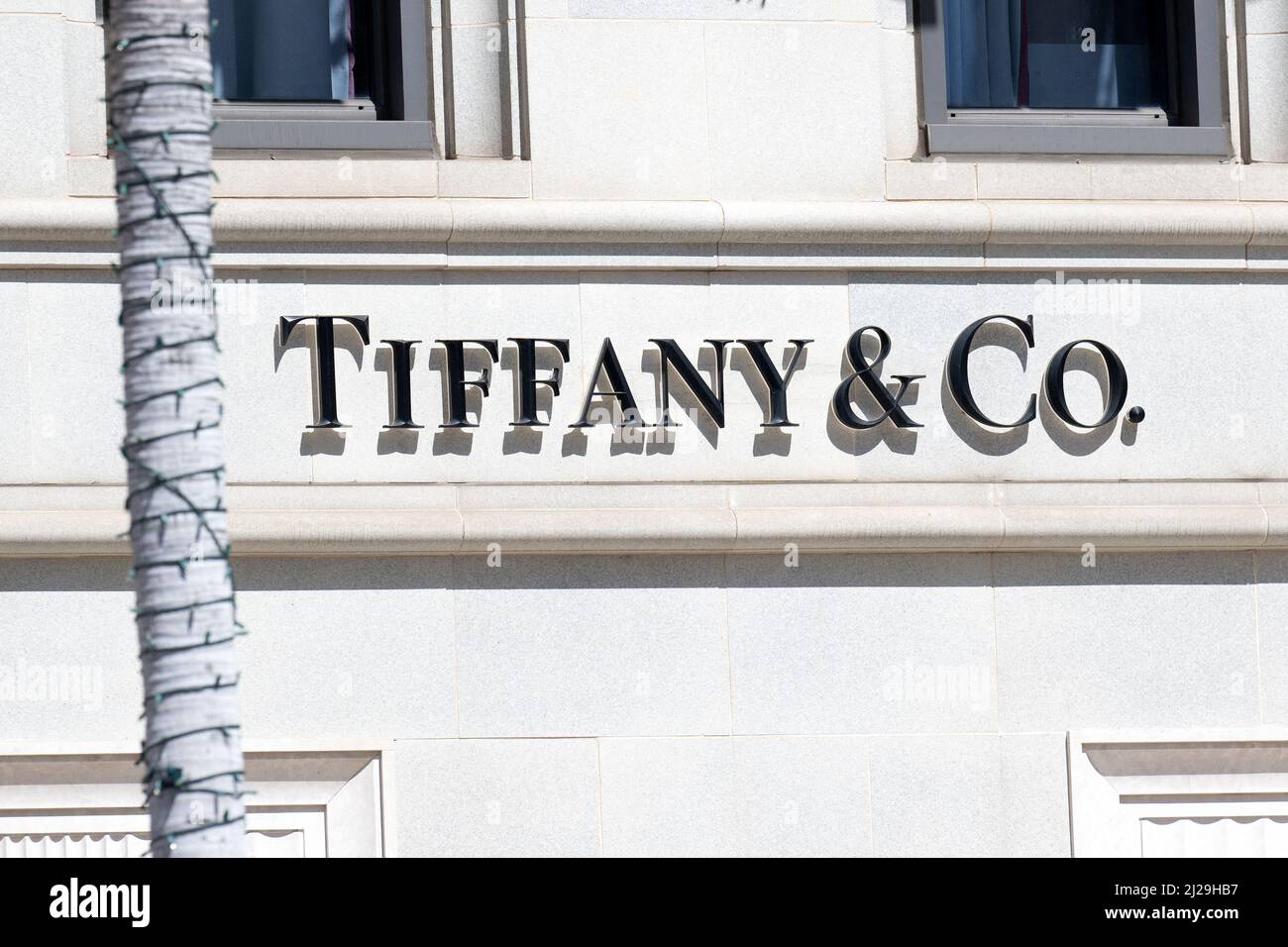 A shop sign of TIFFANY & CO, on March 28 2022 in Los Angeles CA, USA ...