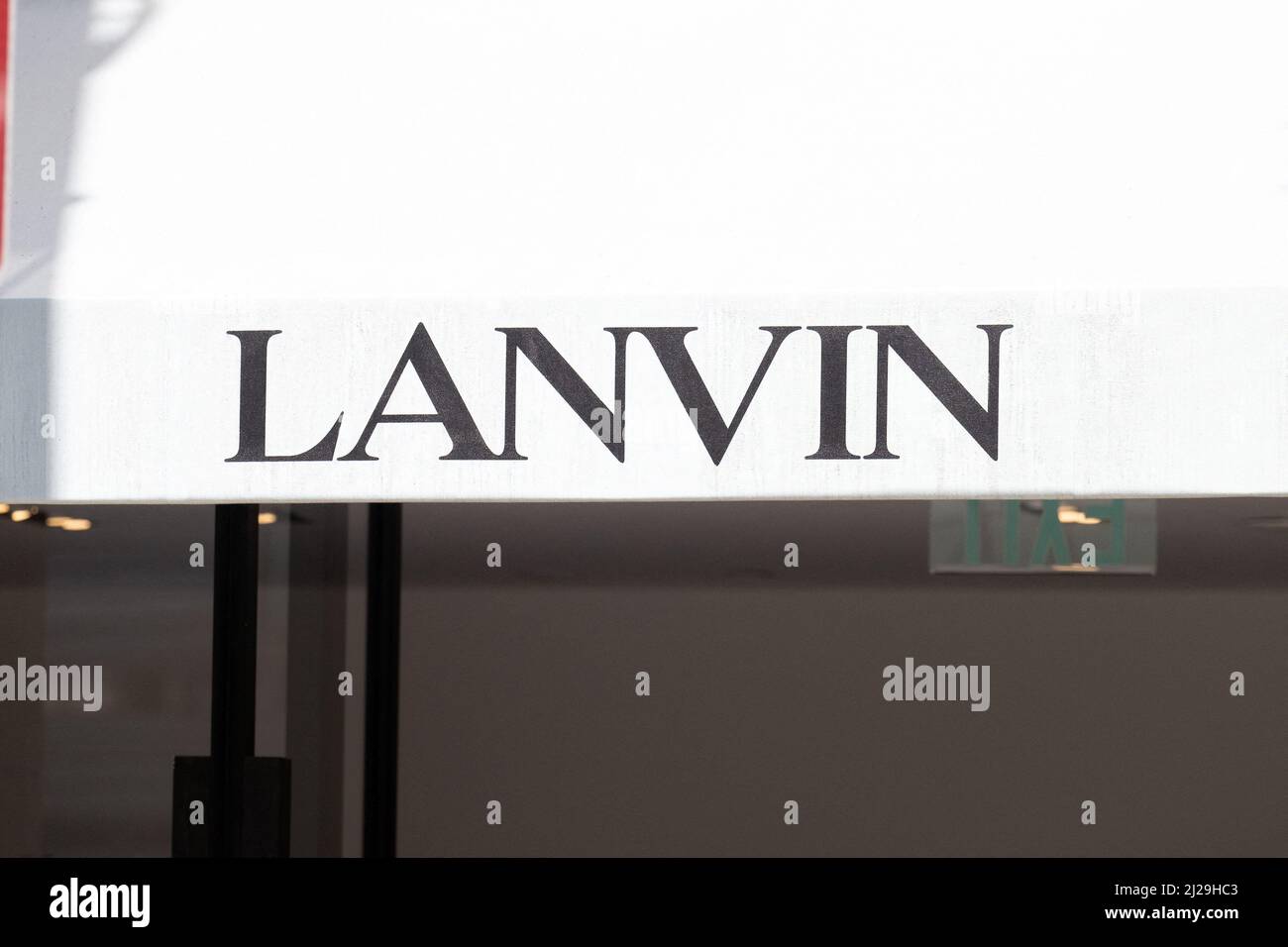 A shop sign of LANVIN, on March 28 2022 in Los Angeles CA, USA. Photo ...