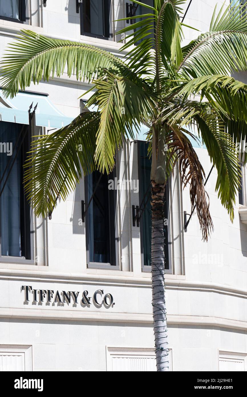 A shop sign of TIFFANY & CO, on March 28 2022 in Los Angeles CA, USA ...