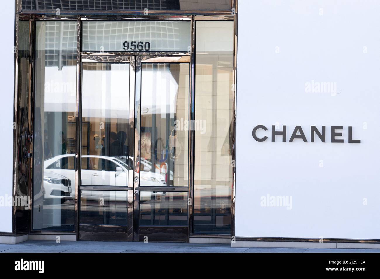 A shop sign of CHANEL, on March 28 2022 in Los Angeles CA, USA. Photo ...