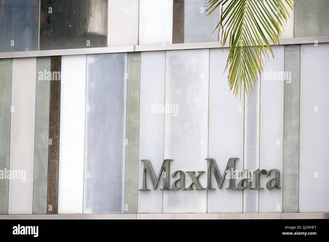 A shop sign of Max Mara, on March 28 2022 in Los Angeles CA, USA. Photo ...