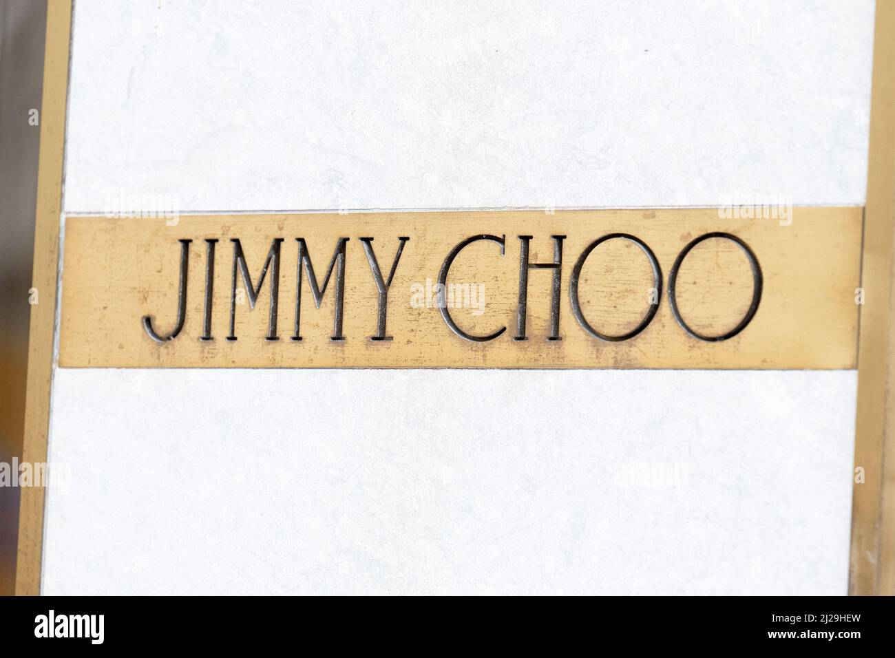 A shop sign of JIMMY CHOO, on March 28 2022 in Los Angeles CA, USA ...