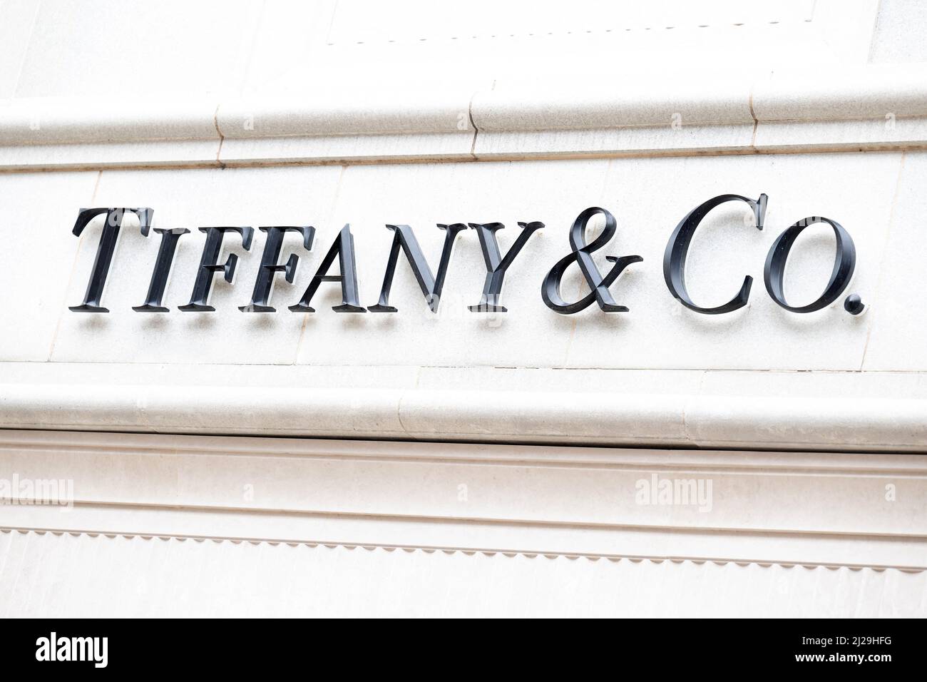 A shop sign of TIFFANY & CO, on March 28 2022 in Los Angeles CA, USA ...