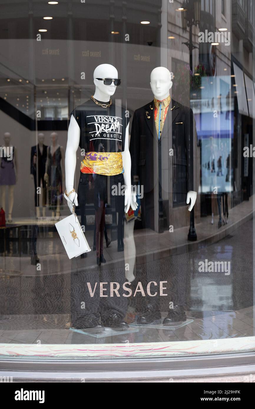 A shop sign of VERSACE, on March 28 2022 in Los Angeles CA, USA. Photo ...