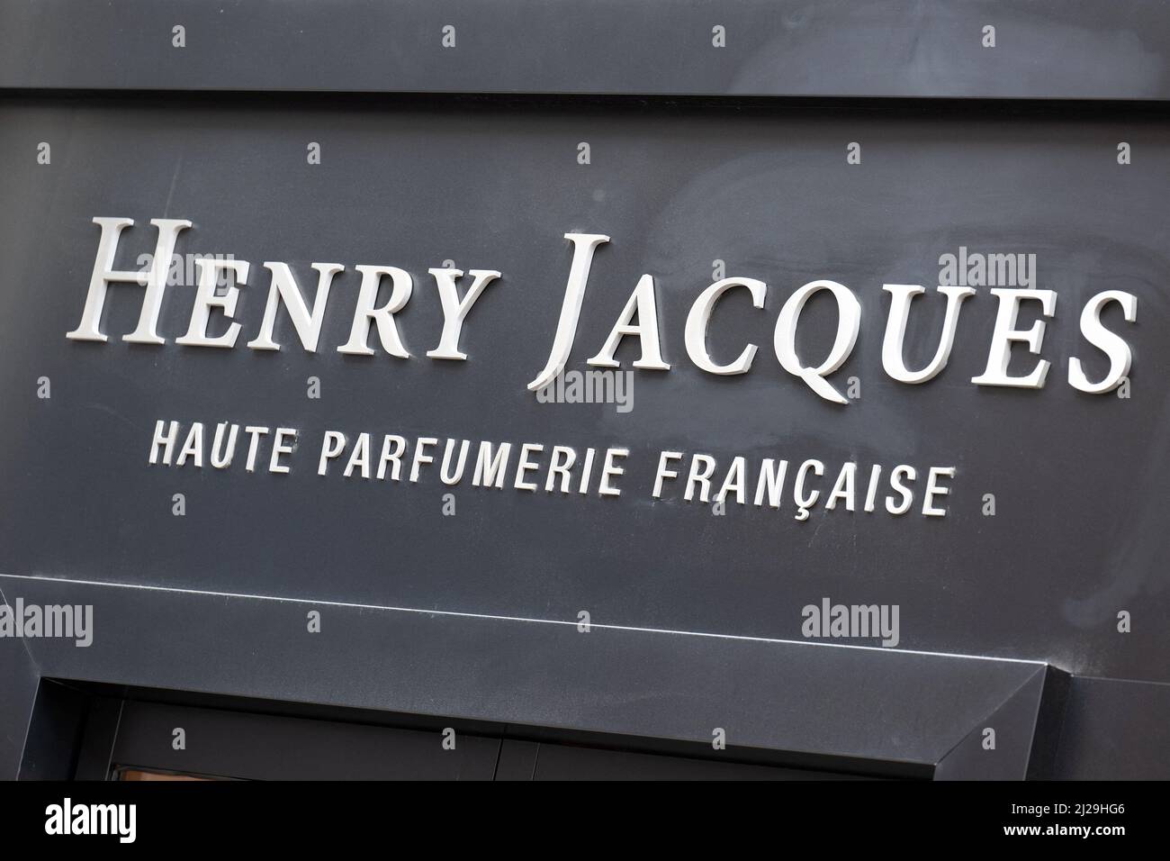 A shop sign of HENRY JACQUES, on March 28 2022 in Los Angeles CA, USA ...