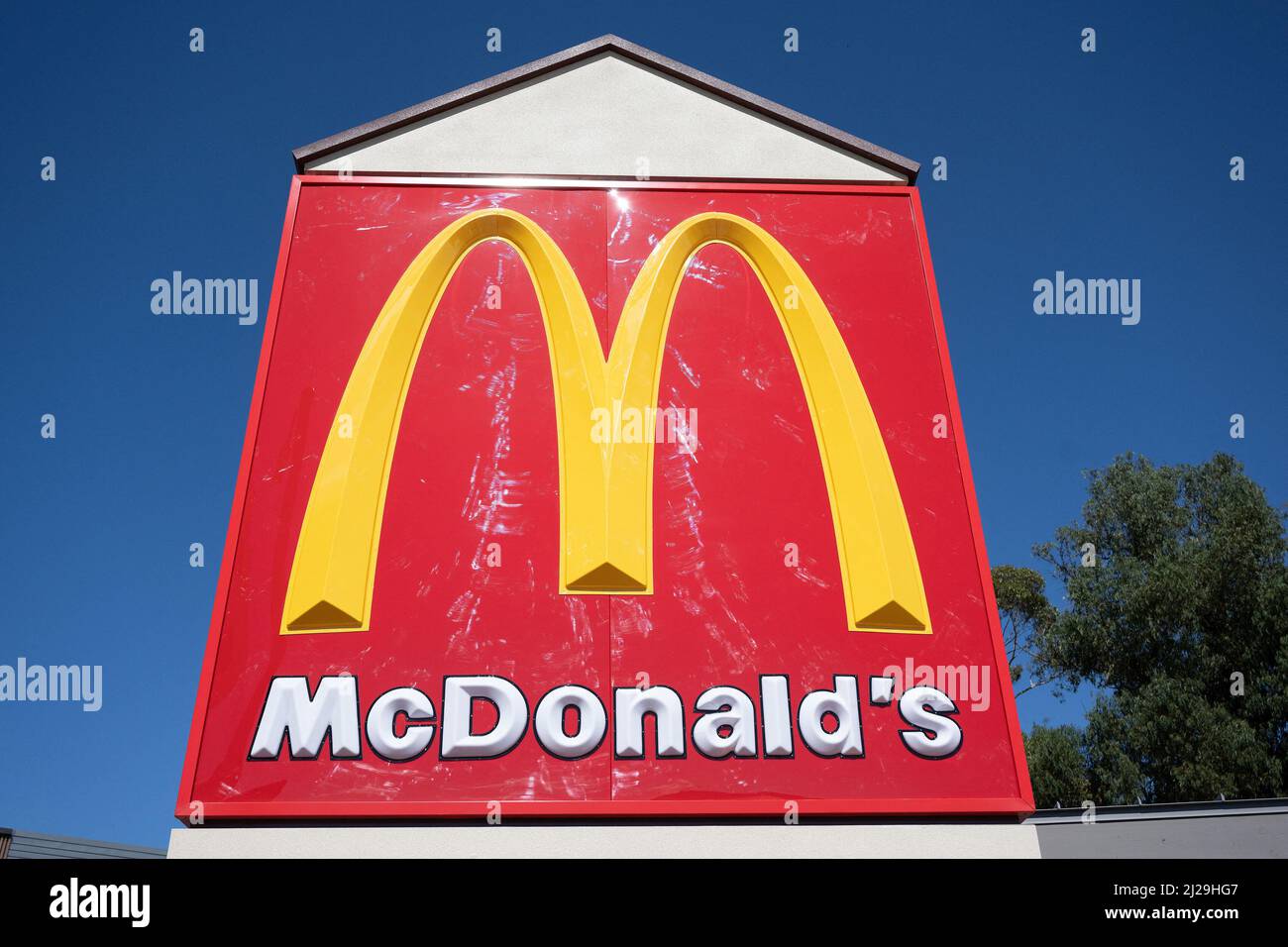 A shop sign of Mc Donald’s, on March 28 2022 in Los Angeles CA, USA ...