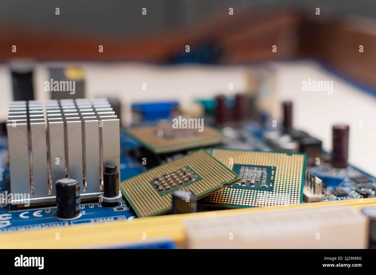 Close up of a motherboard, details of a computer motherboard, detail of ...