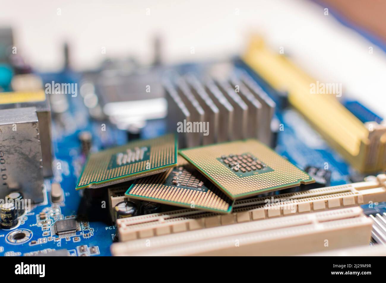 Close up of a motherboard, details of a computer motherboard, detail of ...