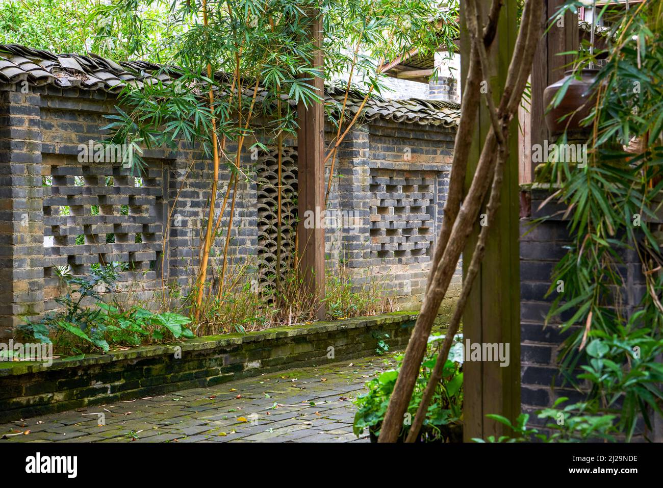 Landscape of buildings and paths in ancient Chinese villages Stock ...