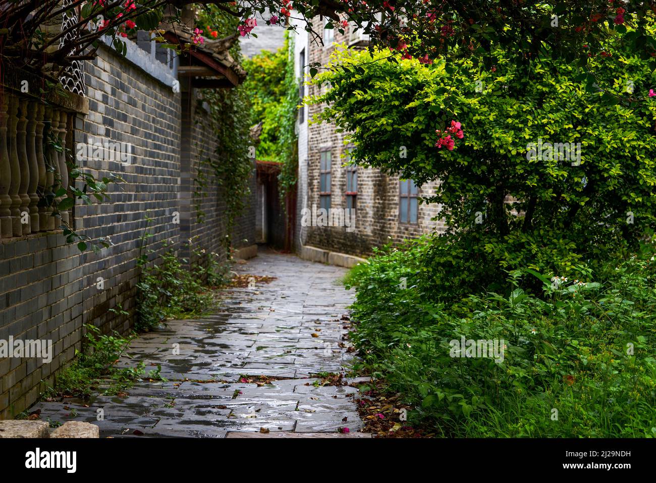 Landscape of buildings and paths in ancient Chinese villages Stock ...