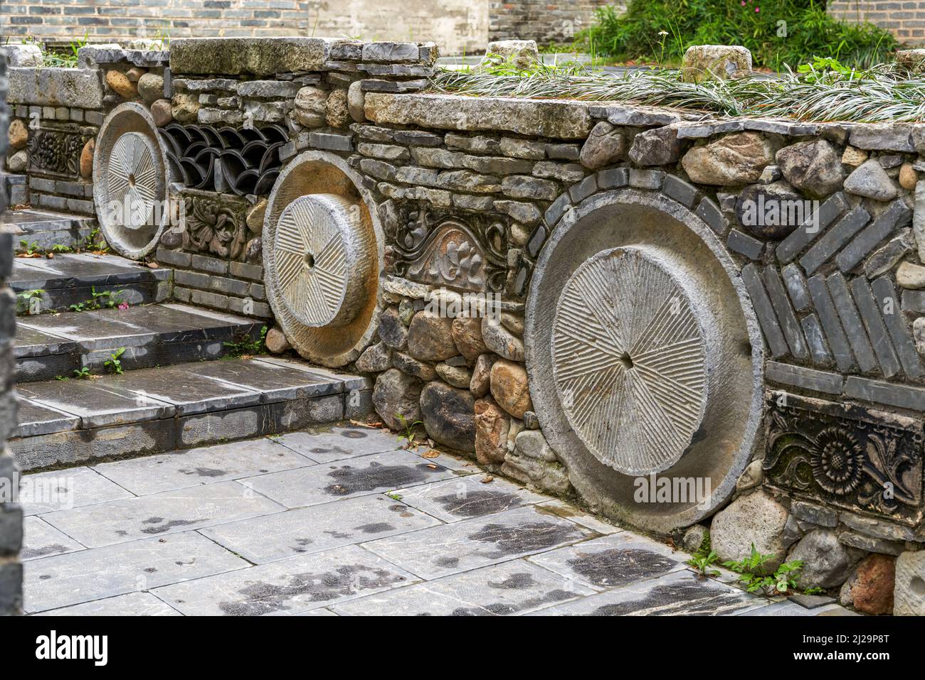 Landscape of buildings and paths in ancient Chinese villages Stock ...