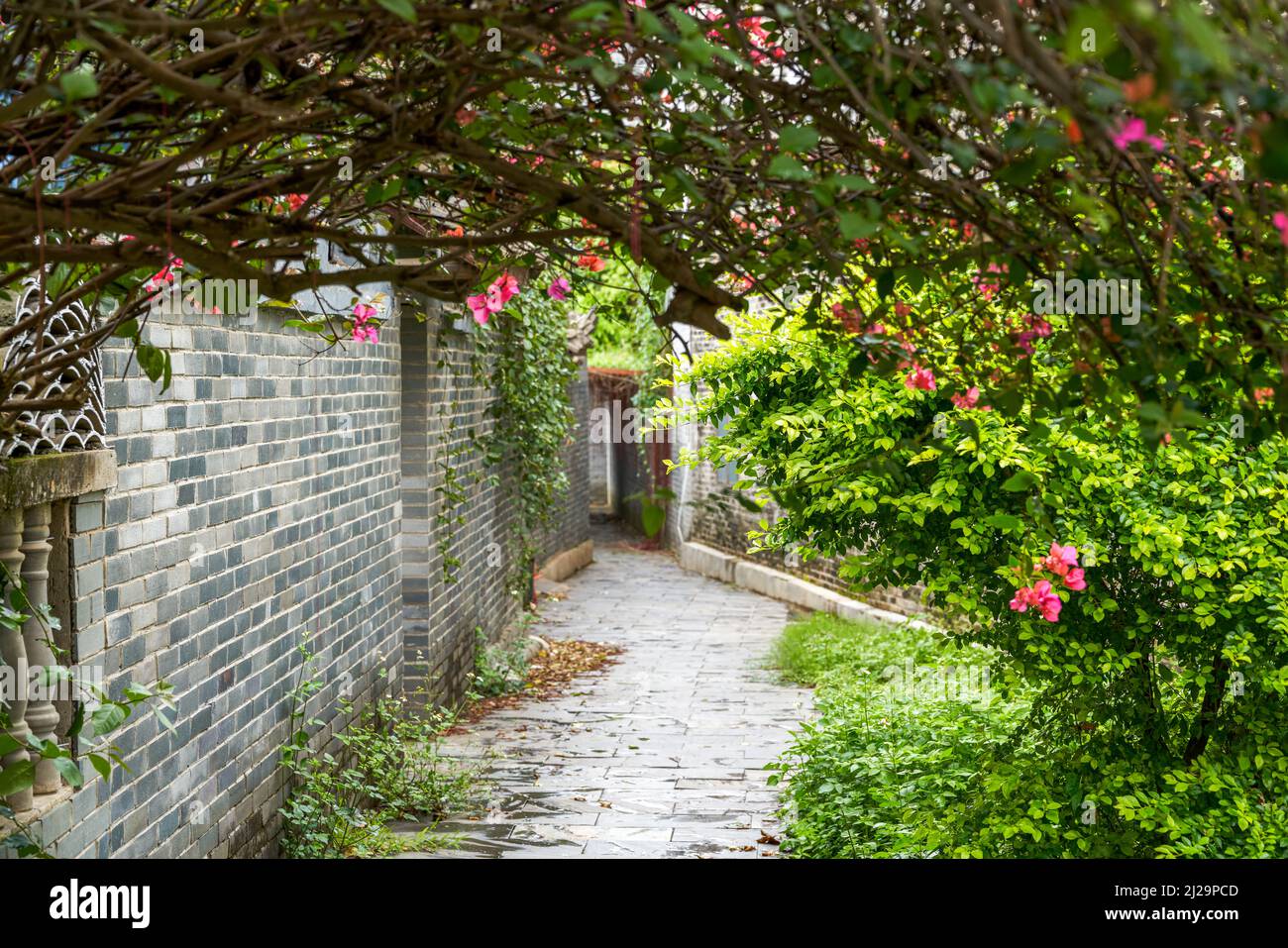 Landscape of buildings and paths in ancient Chinese villages Stock ...