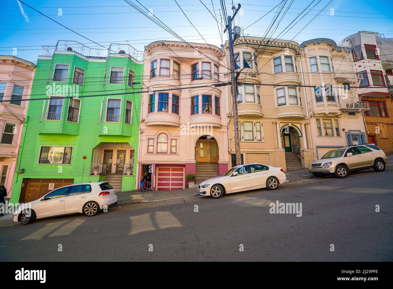 Street parking on slope in San Francisco USA Stock Photo - Alamy